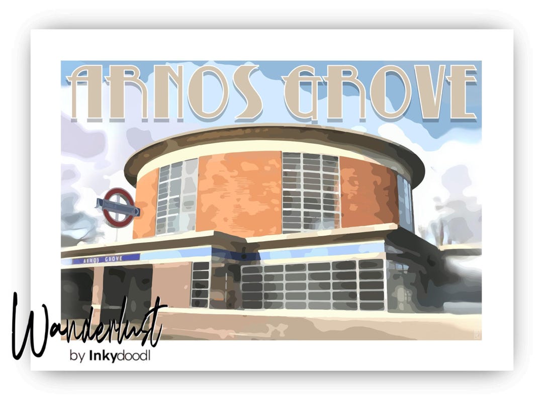 Arnos Grove Tube Station Art Deco Travel Print - Etsy