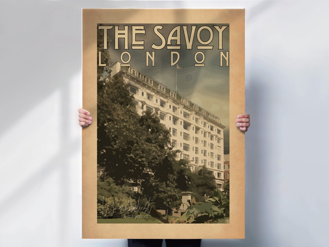 The Savoy Hotel Print - Art Deco Wall Art - Vintage Style London Travel ...