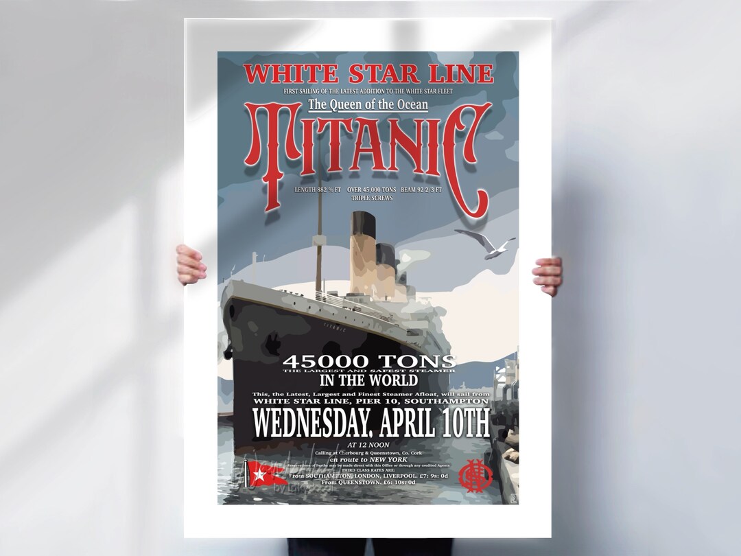 Titanic Print Retro Wall Art White Star Line Advert Travel Poster ...