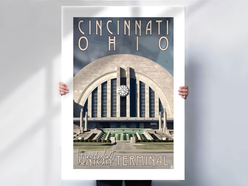 Cincinnati Union Terminal Print: Art Deco Travel Poster - Etsy
