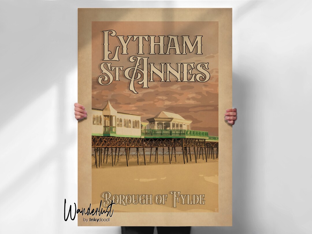 Lytham St Annes Travel Print - Vintage Style Travel Wall Art - Special ...