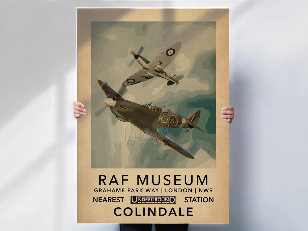 RAF Poster, Spitfires London Ground Travel Print - Vintage Style Wall ...