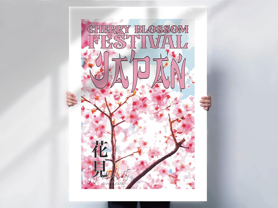 Japan Cherry Blossom Poster, Travel Wall Art (festival Scene) - Etsy