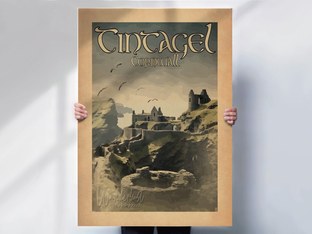 Tintagel Castle Art Print - Arthurian Legend - Vintage Style Wall Art ...