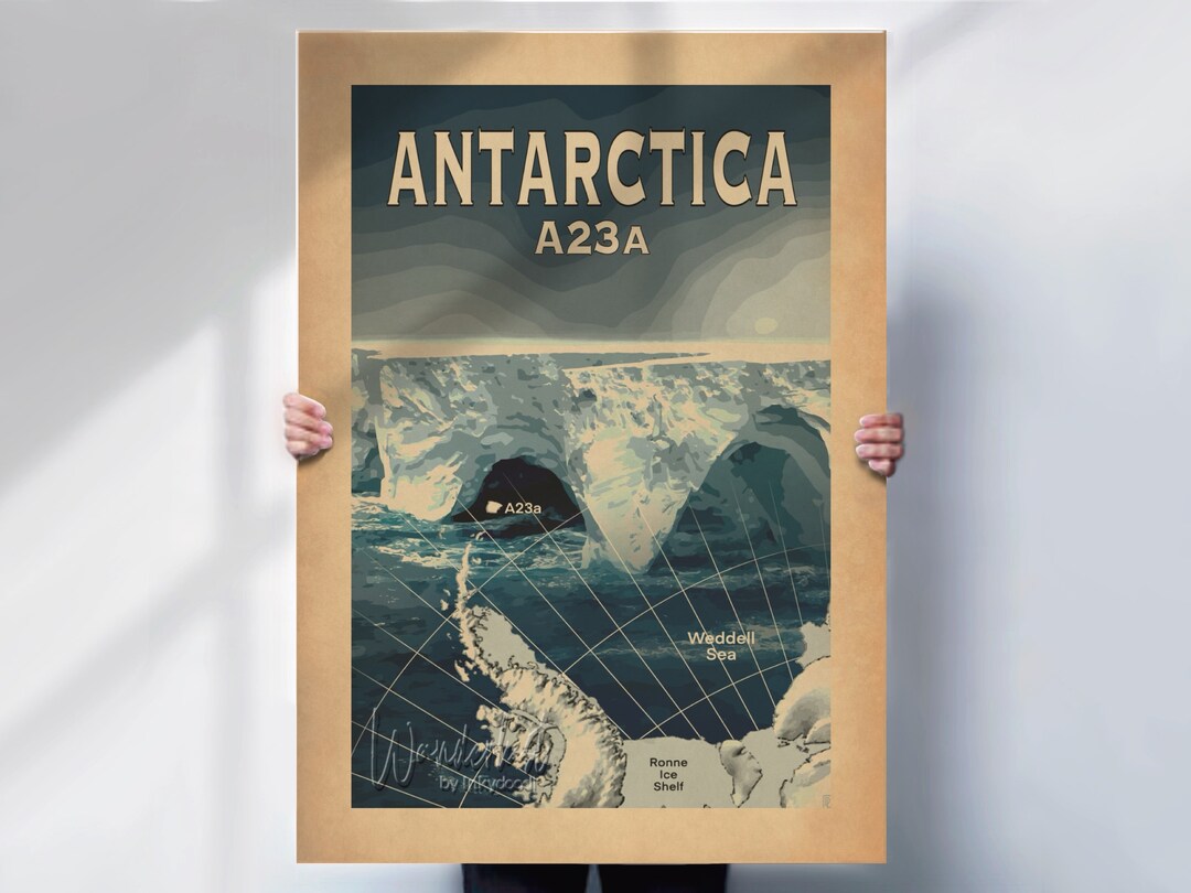 A23a Iceberg Print , Antarctica Vintage Style Travel Art Print ...