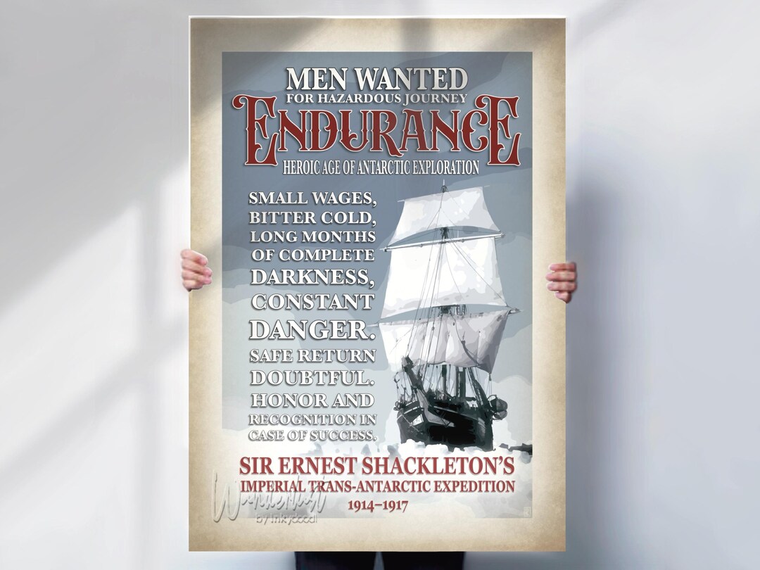 The Endurance Art Print , Ernest Shackleton Newspaper Ad Quote, Aged ...