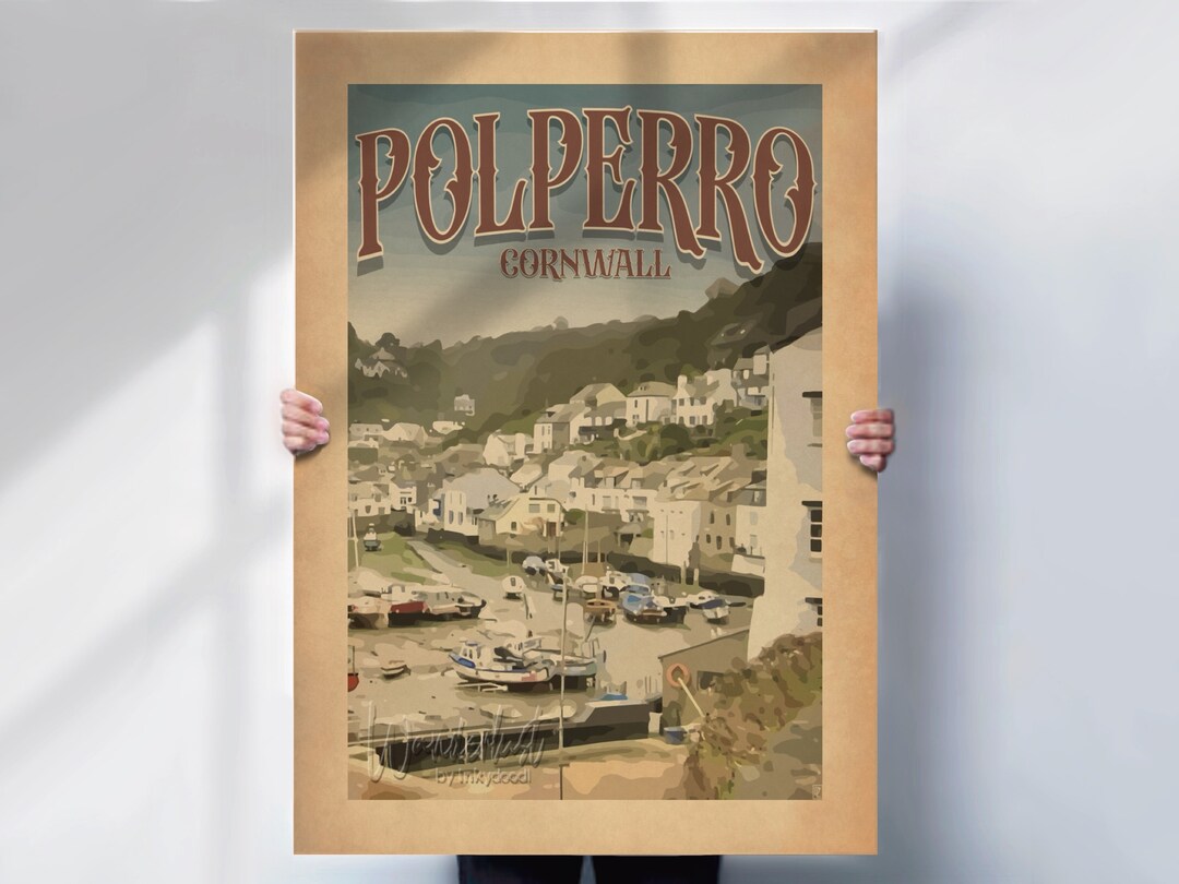 Cornwall Travel Print - Vintage Style Polperro Right Panel Poster ...