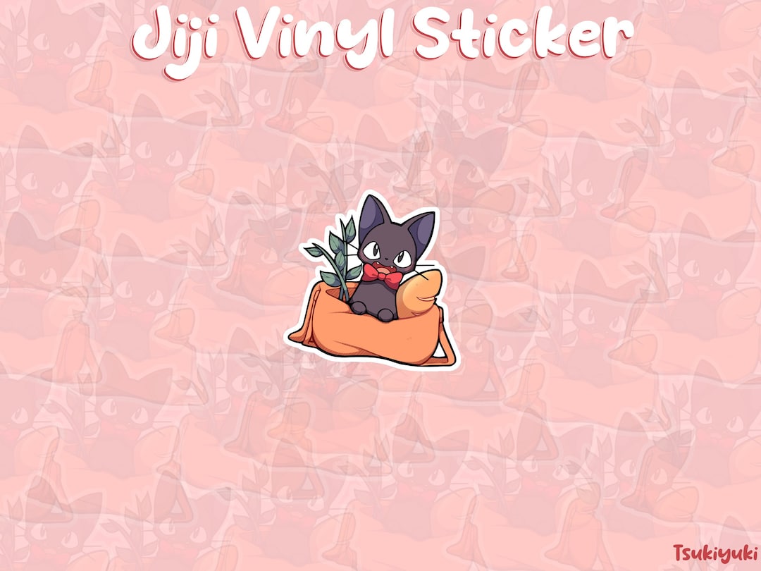 Jiji Vinyl Sticker Cute Black Cat, Laptop Decal, Perfect on a Water ...