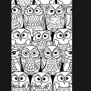 Set of 6 Coloring Book Pages of Owl Art Fun Creative Art - Etsy