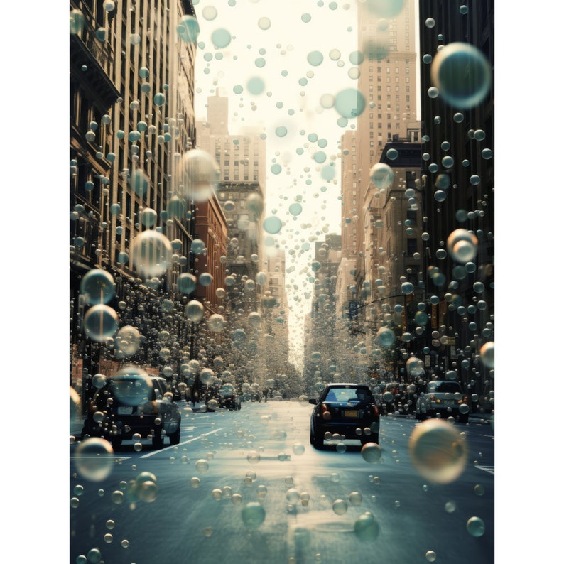 Urban Landscape Digital Download, Fantasy Bubble Art of New York City ...