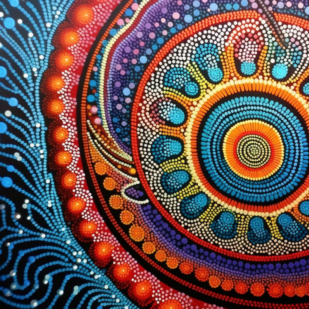 Psychedelic Art Aboriginal Design Inspired Digital Download Bright Vivid Colors, Intricate ...
