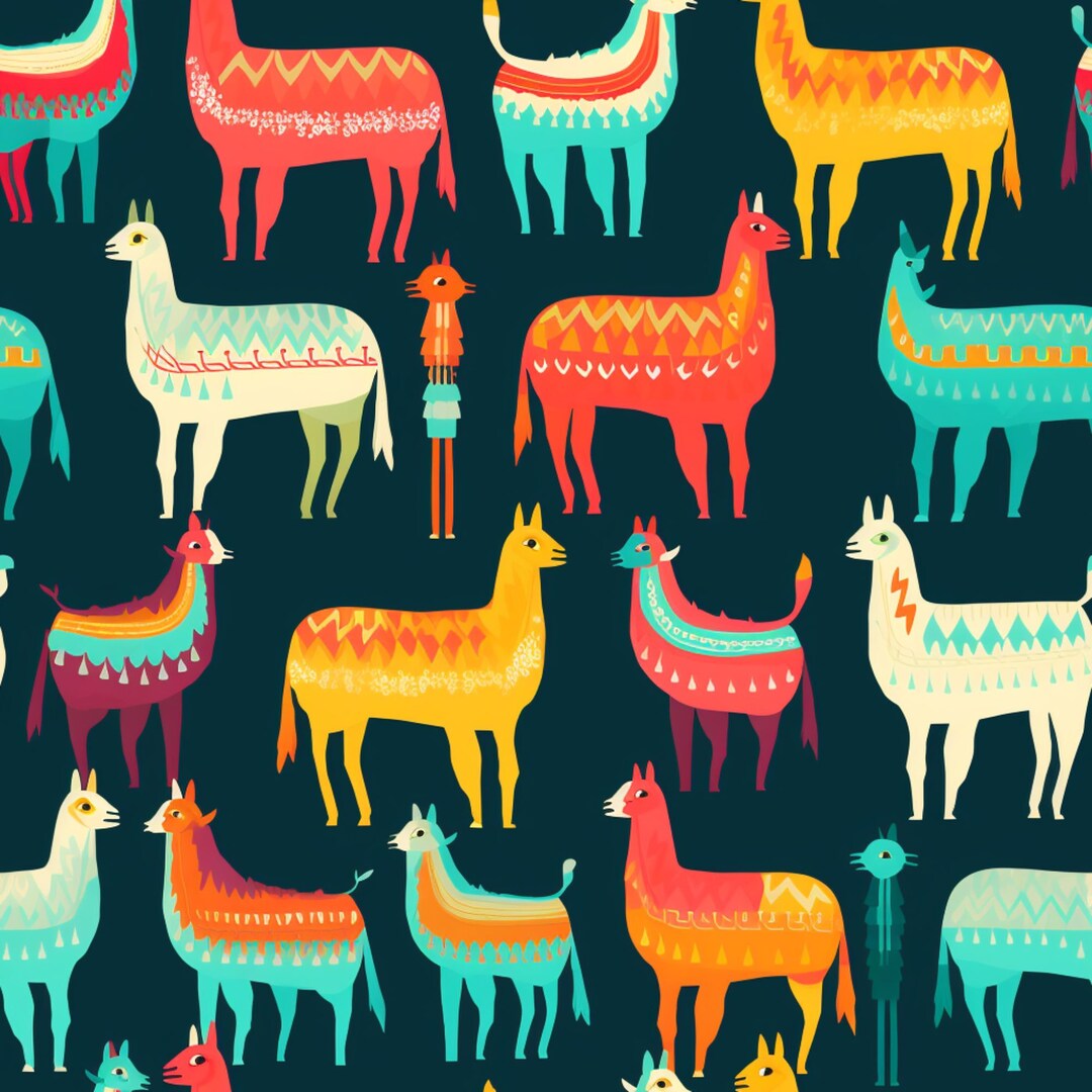 Playful Overall Llama Digital Download Repeatable Pattern - Etsy