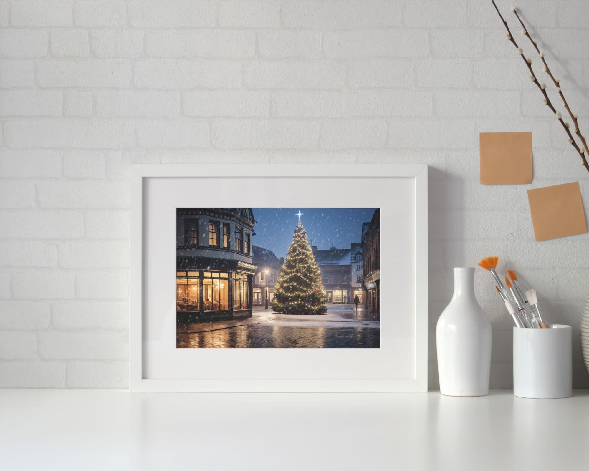 Christmas Tree in Town Square Digital Download, Enchanting Snowy ...