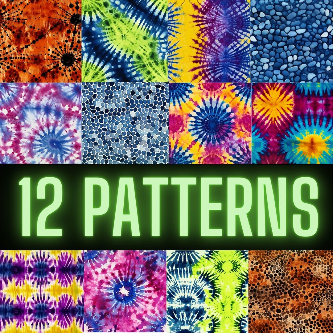 Seamless Tie Dye Pattern Digital Download, 12 Overall Tie Dye Patterns ...