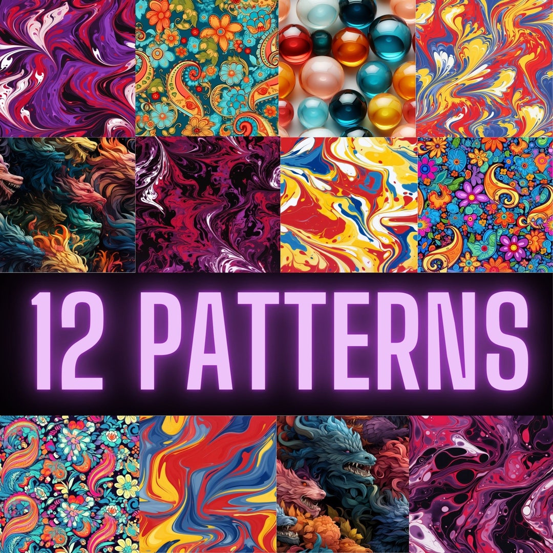 Seamless Psychedelic Patterns Digital Download, 12 Overall Colorful ...