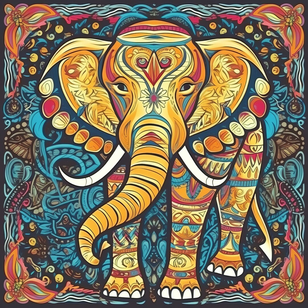 Elephant Batik Design Digital Download, Elephant Art, Indian Batik ...