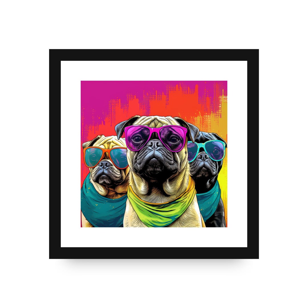Pug Dog Pop Art Digital Download, Fun Pug Image, Bright Vibrant Color ...