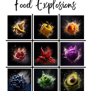 Food Art Colorful Abstract Art Square Format, Bundle of Images Kitchen ...