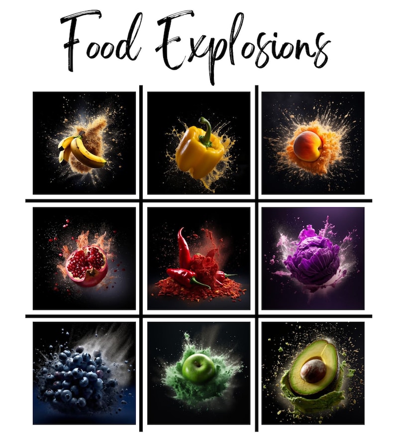 Food Art Colorful Abstract Art Square Format, Bundle of Images Kitchen ...
