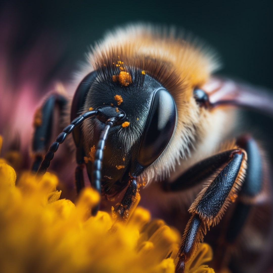 Bee Macro Photography Digital Download, Rich Colorful Image, Intricate ...