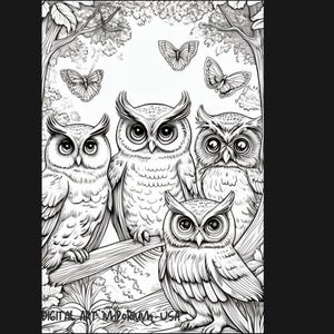 Set of 6 Coloring Book Pages of Owl Art Fun Creative Art - Etsy