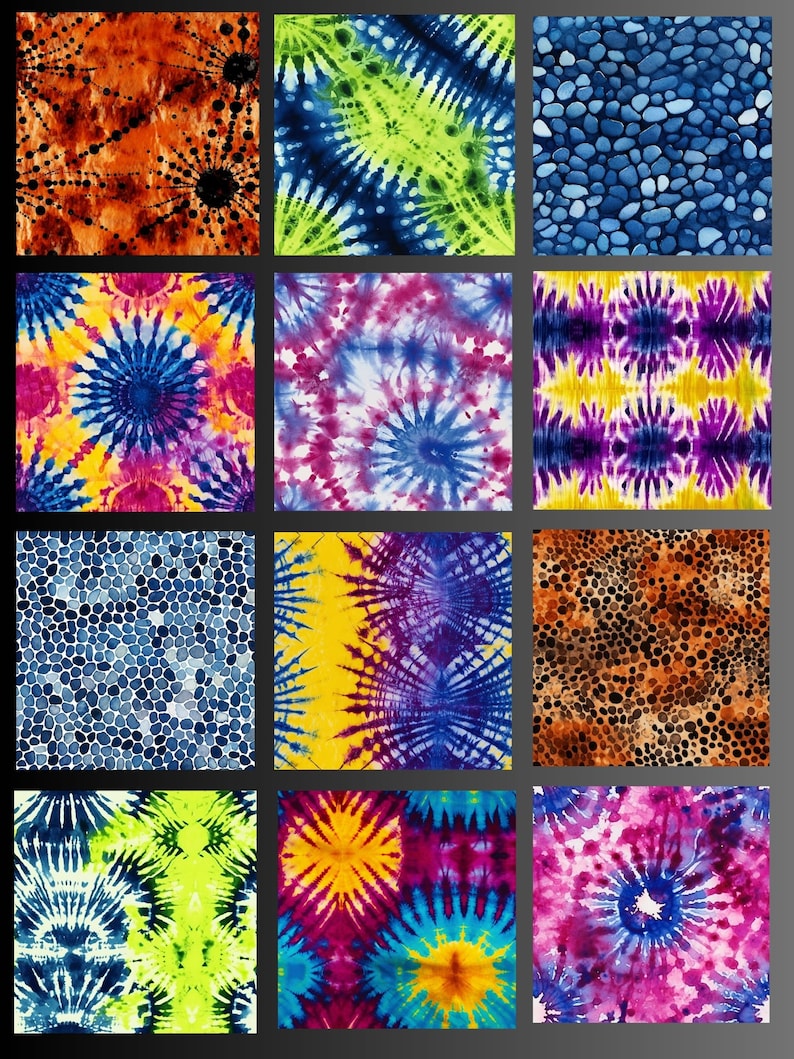 Seamless Tie Dye Pattern Digital Download, 12 Overall Tie Dye Patterns, 12 Colorful Patterns - Etsy