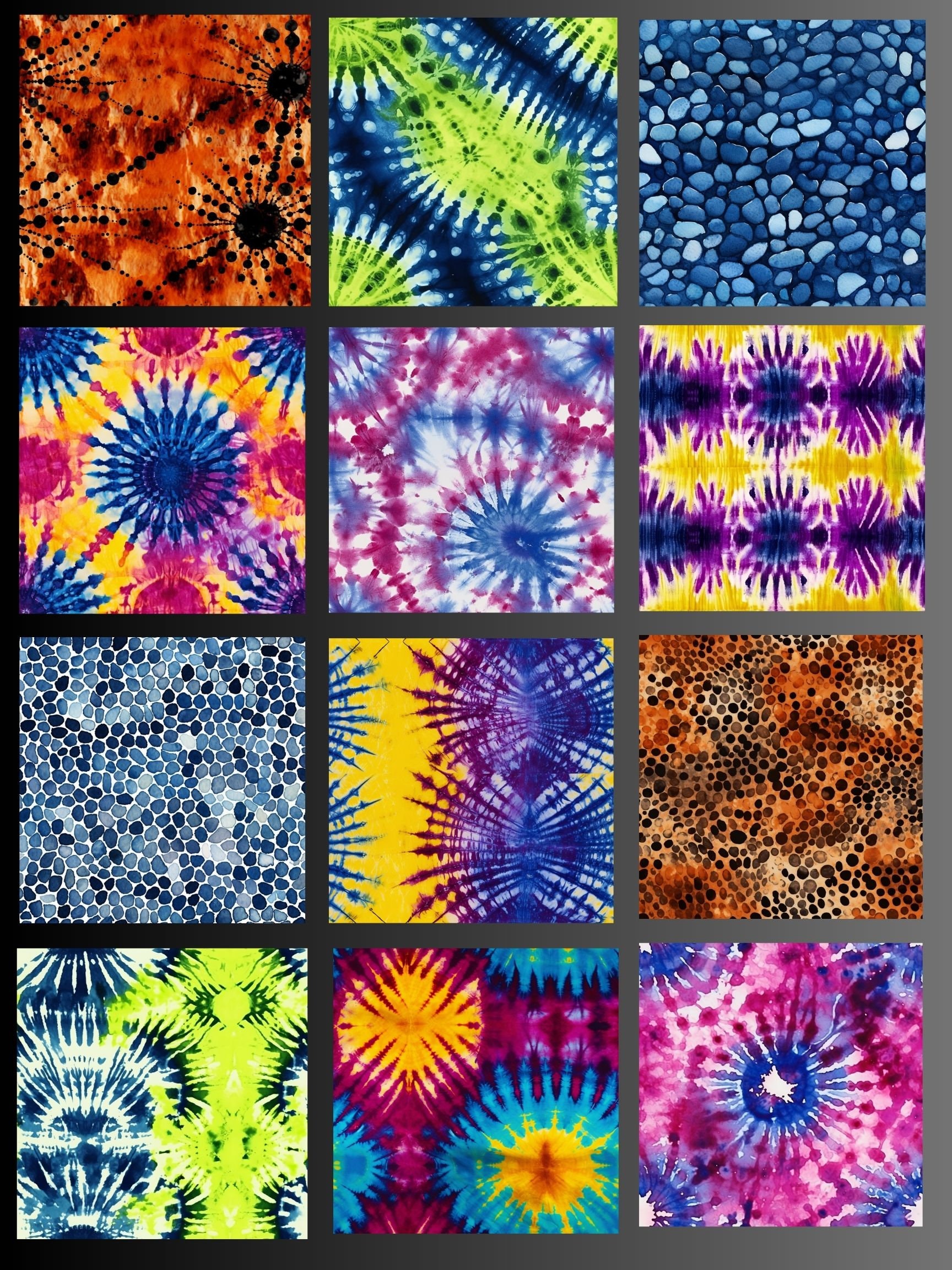 Seamless Tie Dye Pattern Digital Download, 12 Overall Tie Dye Patterns ...