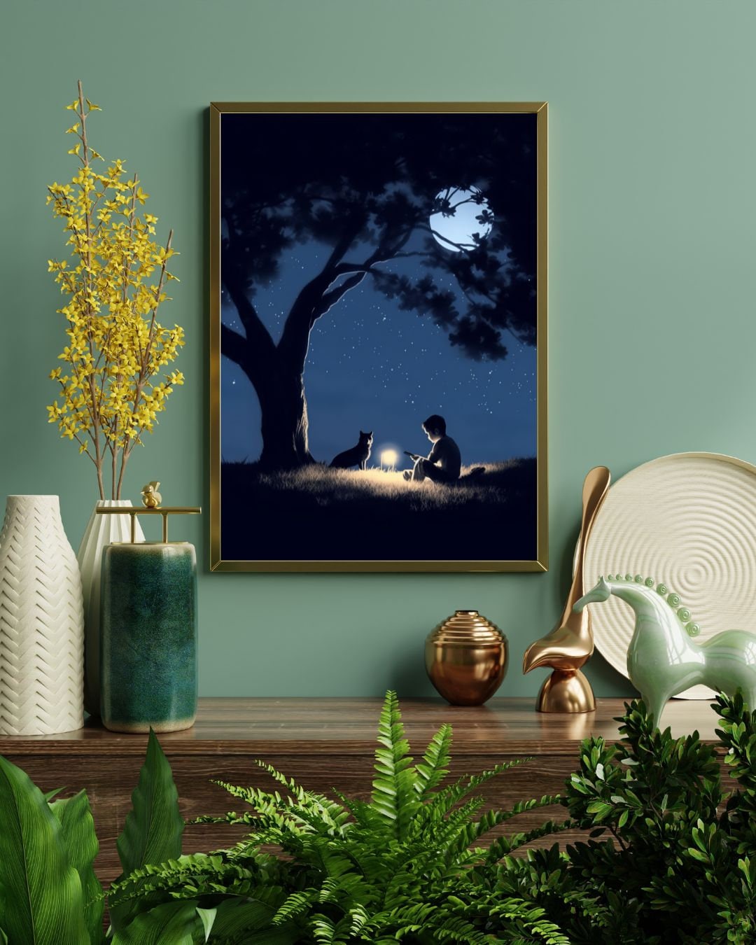 Moonlight Solace Image, Boy and His Dog Digital Download, Children's ...