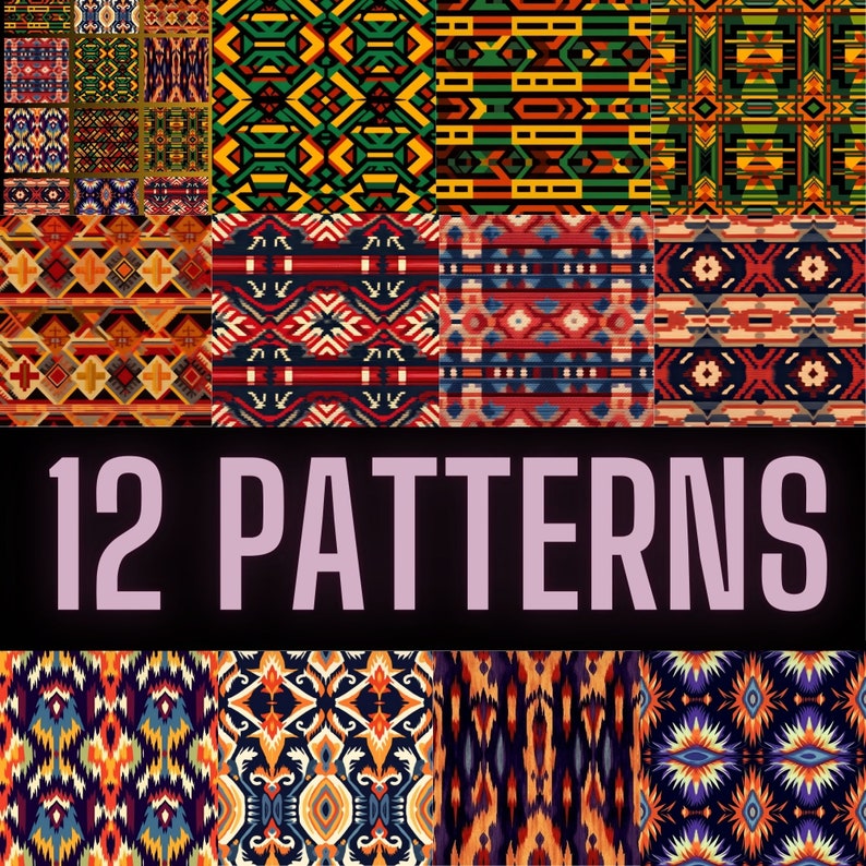 Seamless Geometric Pattern Digital Download, 12 Patterns of African ...