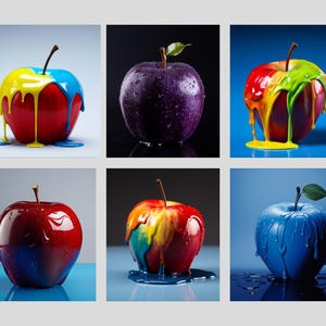 Colorful Apple Art Prints, Modern Kitchen Wall Decor (digital Download ...