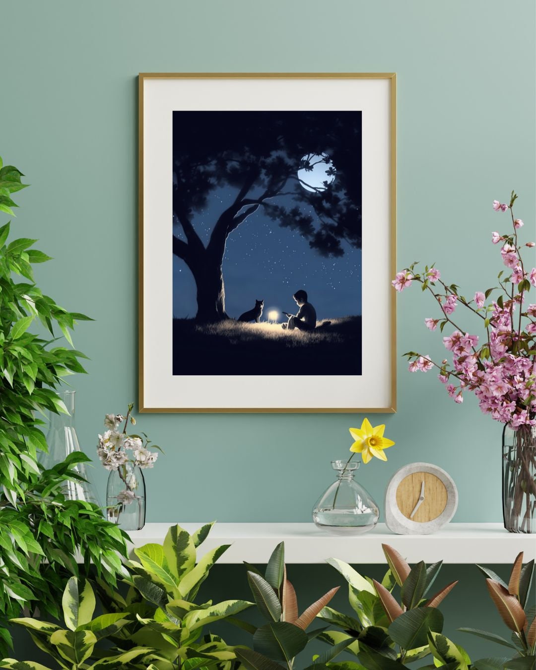 Moonlight Solace Image, Boy and His Dog Digital Download, Children's ...