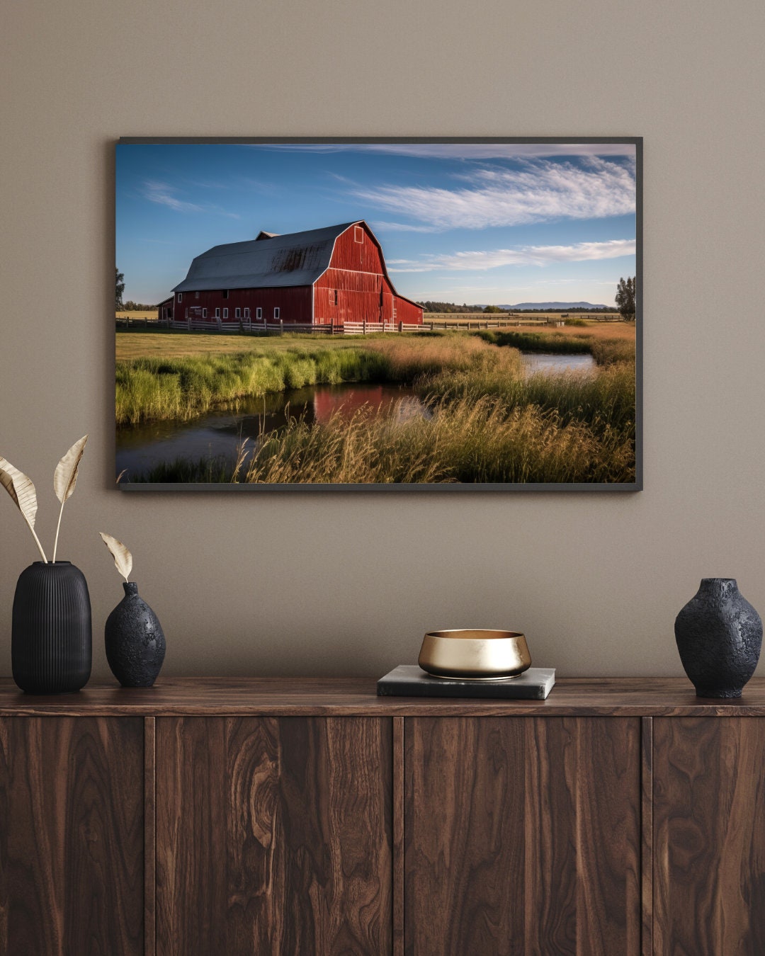 Red Barn Landscape Print, Rustic Farmhouse Wall Art (digital Download ...