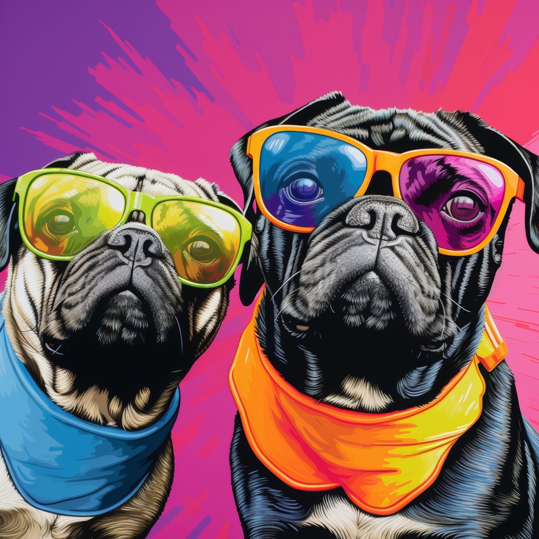 Pug Dog Pop Art Digital Download, Fun Pug Image, Bright Vibrant Color ...