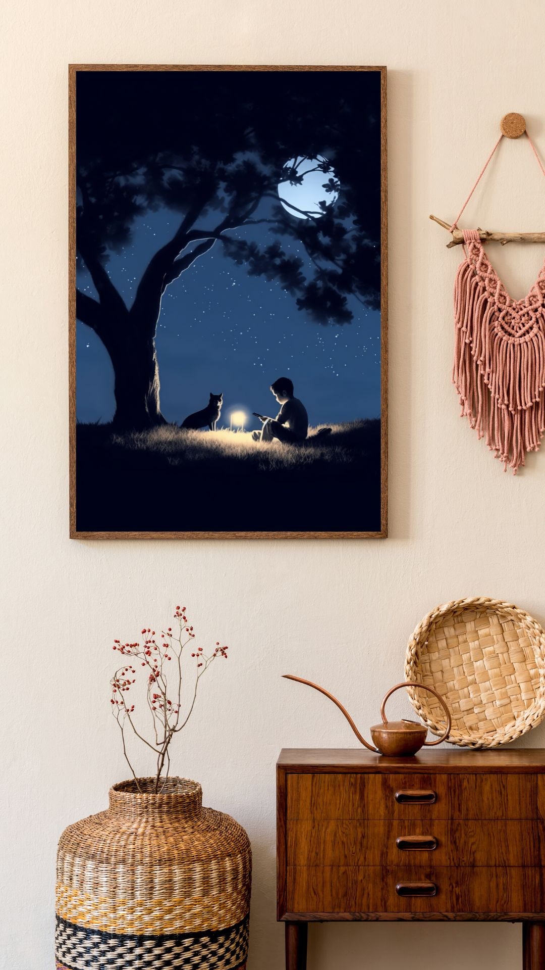 Moonlight Solace Image, Boy and His Dog Digital Download, Children's ...