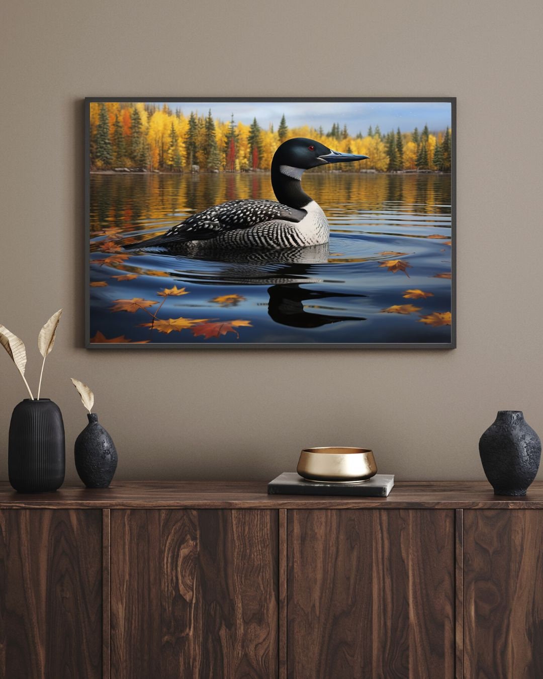 Fall Loon Lake Art Print: Serene Autumn Landscape (digital Download) - Etsy