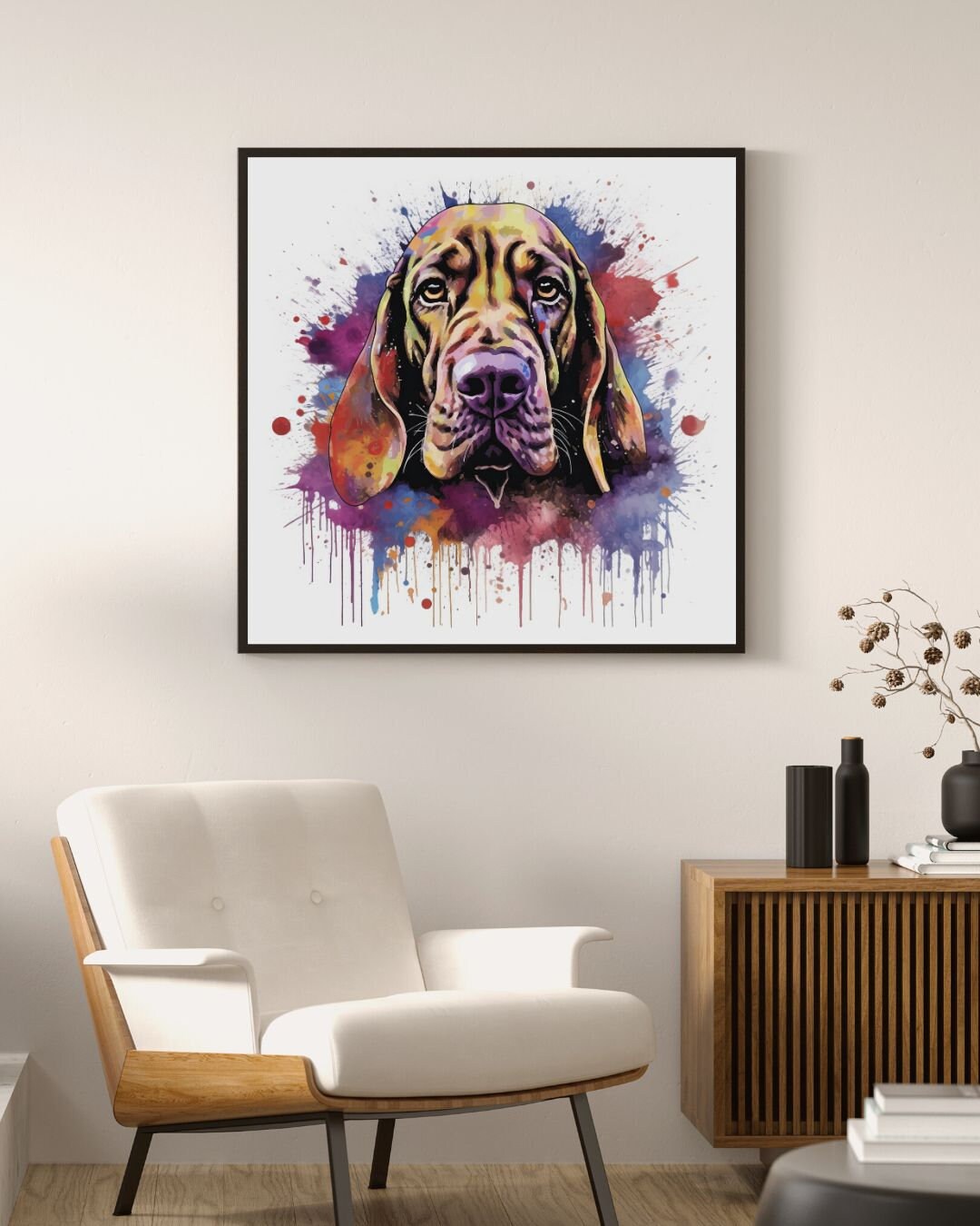 Bloodhound Painting Digital Download, Bloodhound Whimsical Dog Portrait ...