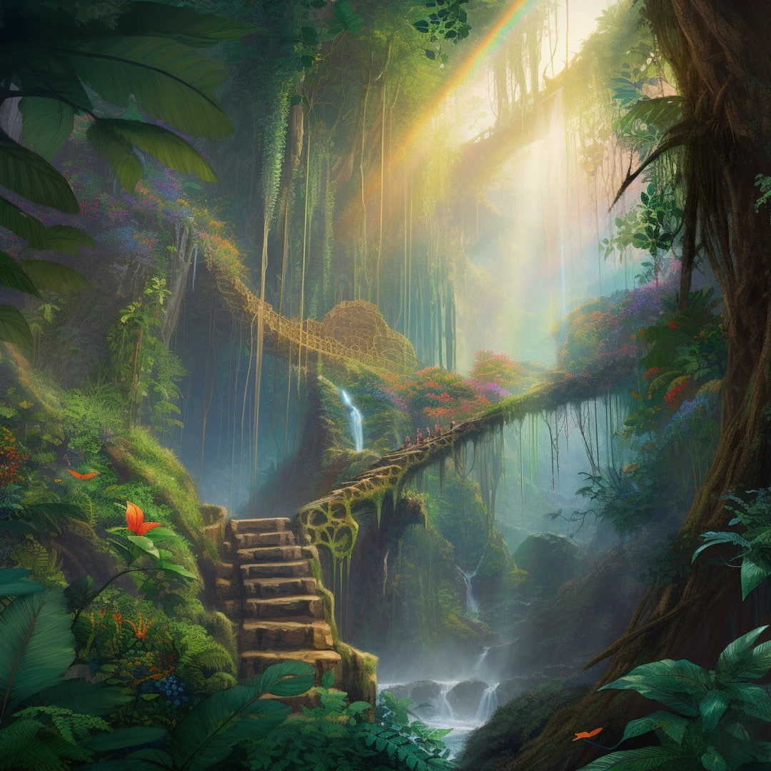 Enchanted Rainforest Digital Download Fantasy Staircase Image Playroom ...