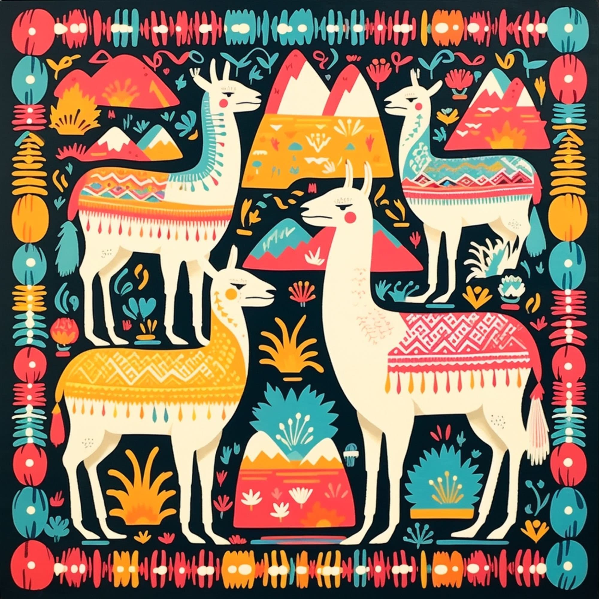 Colorful Llama Digital Download Silkscreened Art - Etsy
