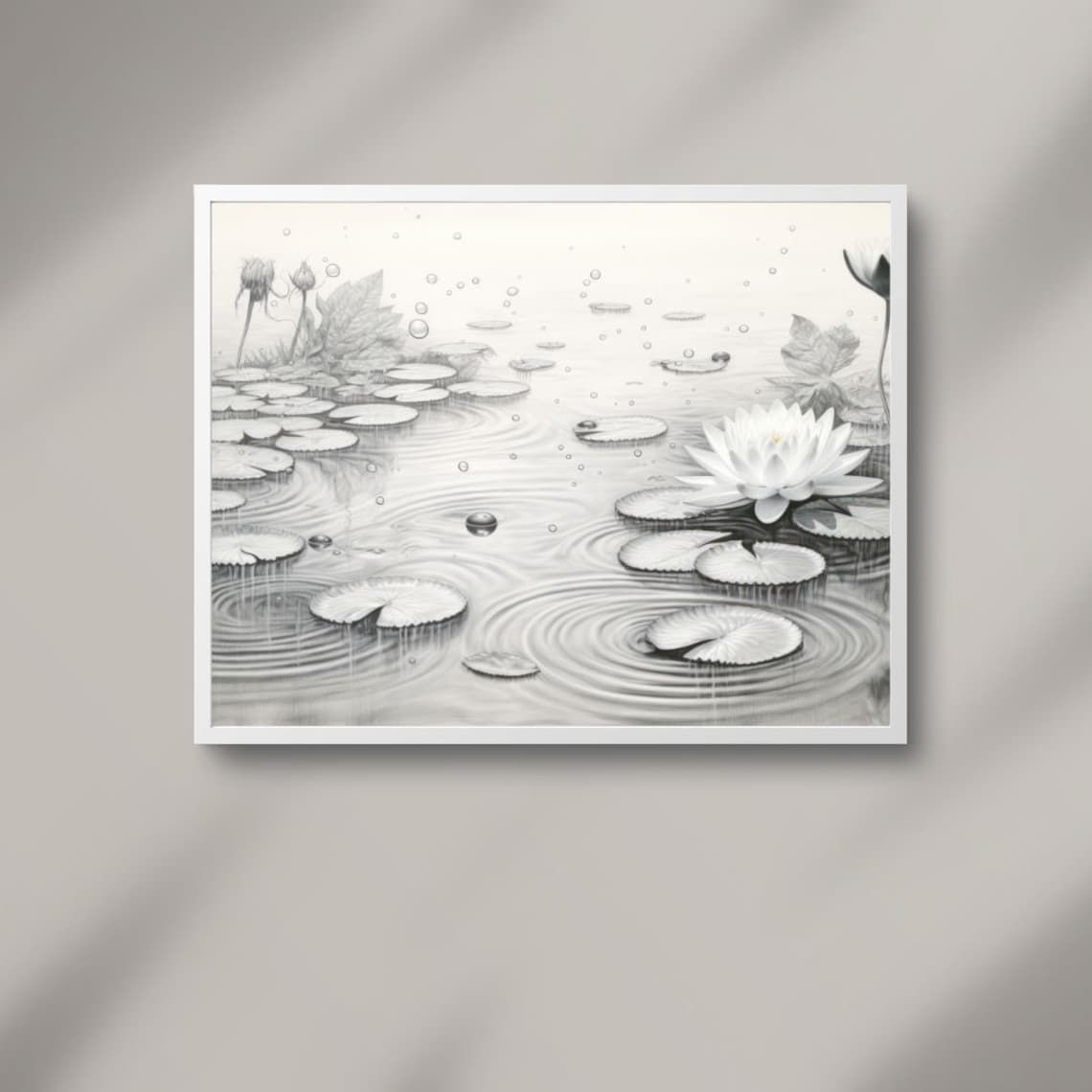 Lily Pad Digital Download Pencil Drawing of a Pond - Etsy