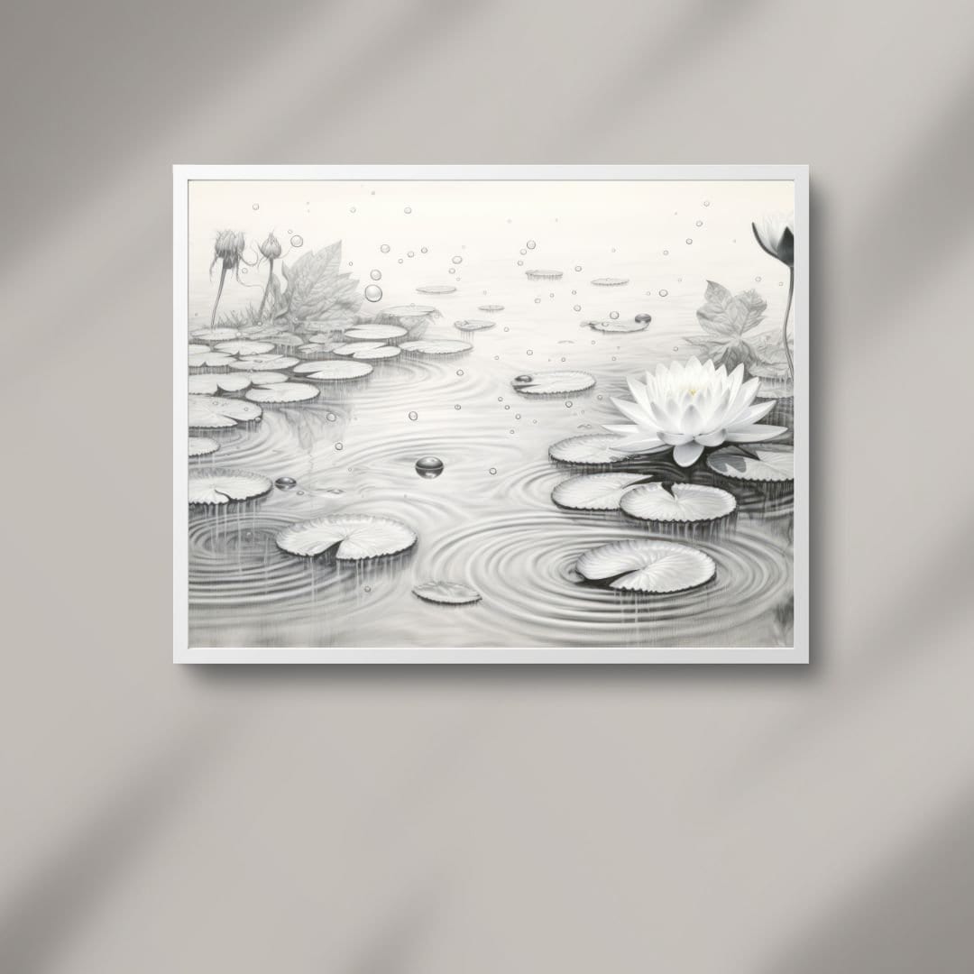Lily Pad Digital Download Pencil Drawing of a Pond - Etsy