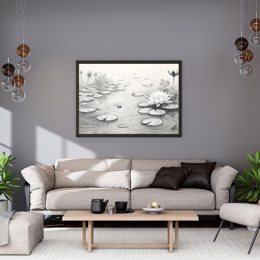 Lily Pad Digital Download Pencil Drawing of a Pond - Etsy