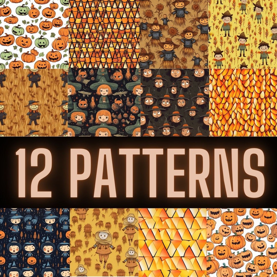 Seamless Halloween Digital Download, 12 Overall Halloween Trick or ...