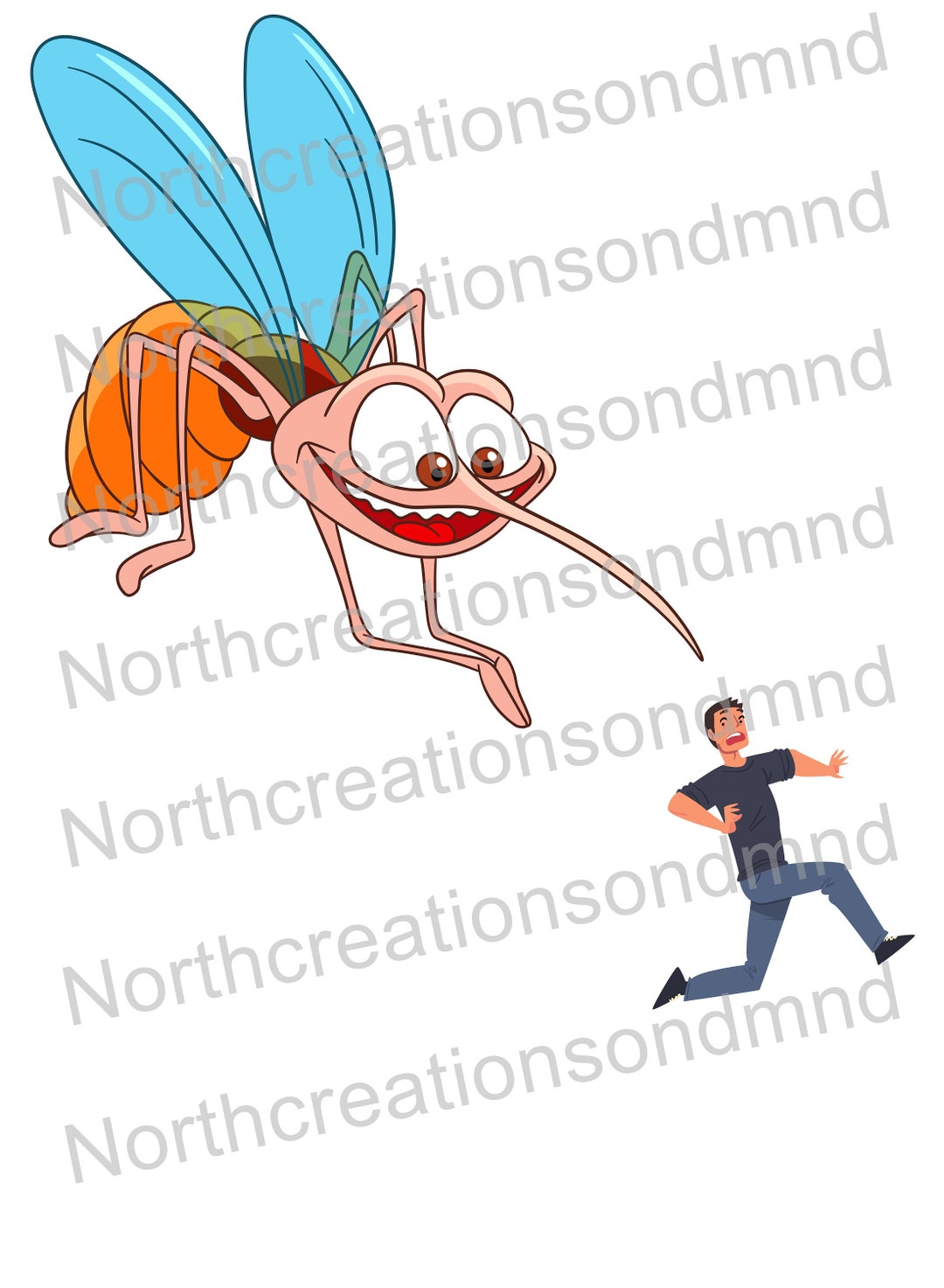 Mosquito Chasing Man SVG, Funny Mosquito Image, Cut File for Cricut ...