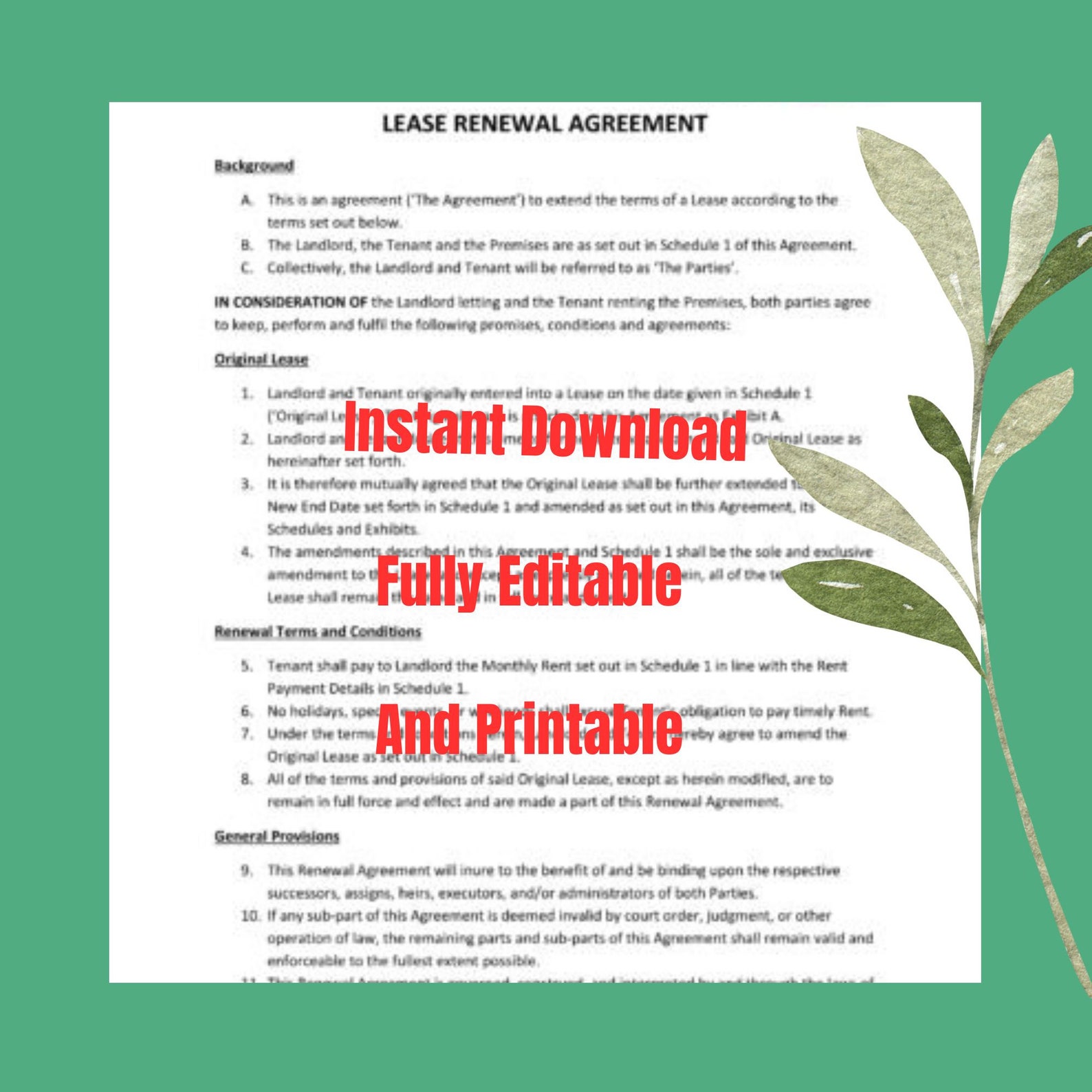 Lease Renewal Letter, Lease Extension, Lease Renewal, Contract Renewal ...