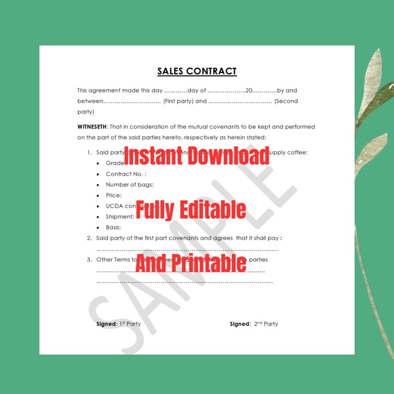 Simple Sales Contract, Streamlinedprocess, Paymentterms ...