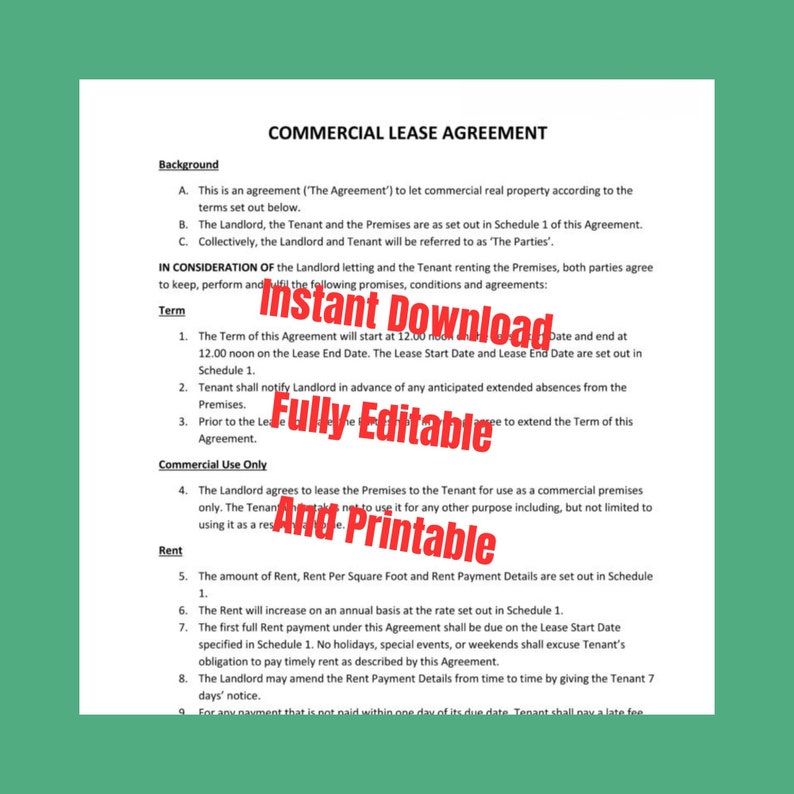 Commersial Lease Agreement, Property Rental, Lease Agreement, Rental ...