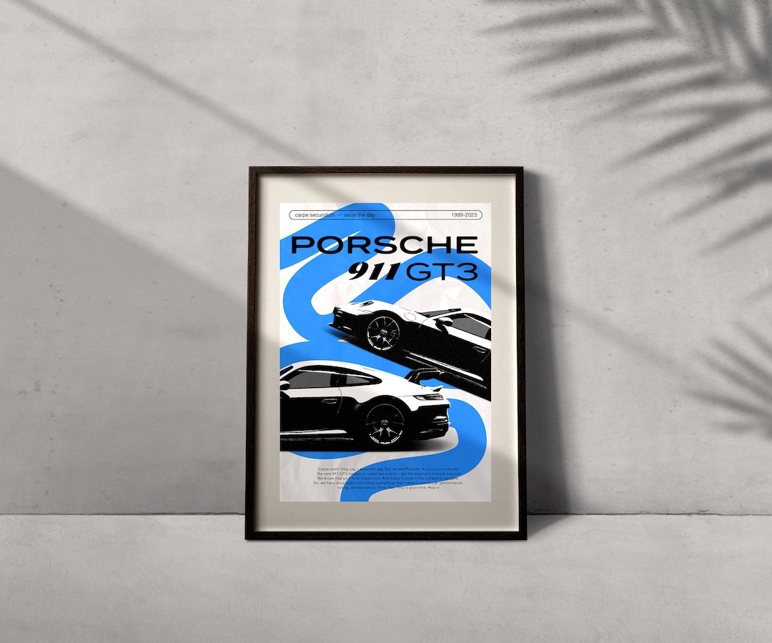 Blue Porsche Graphic Design Car Poster - Etsy