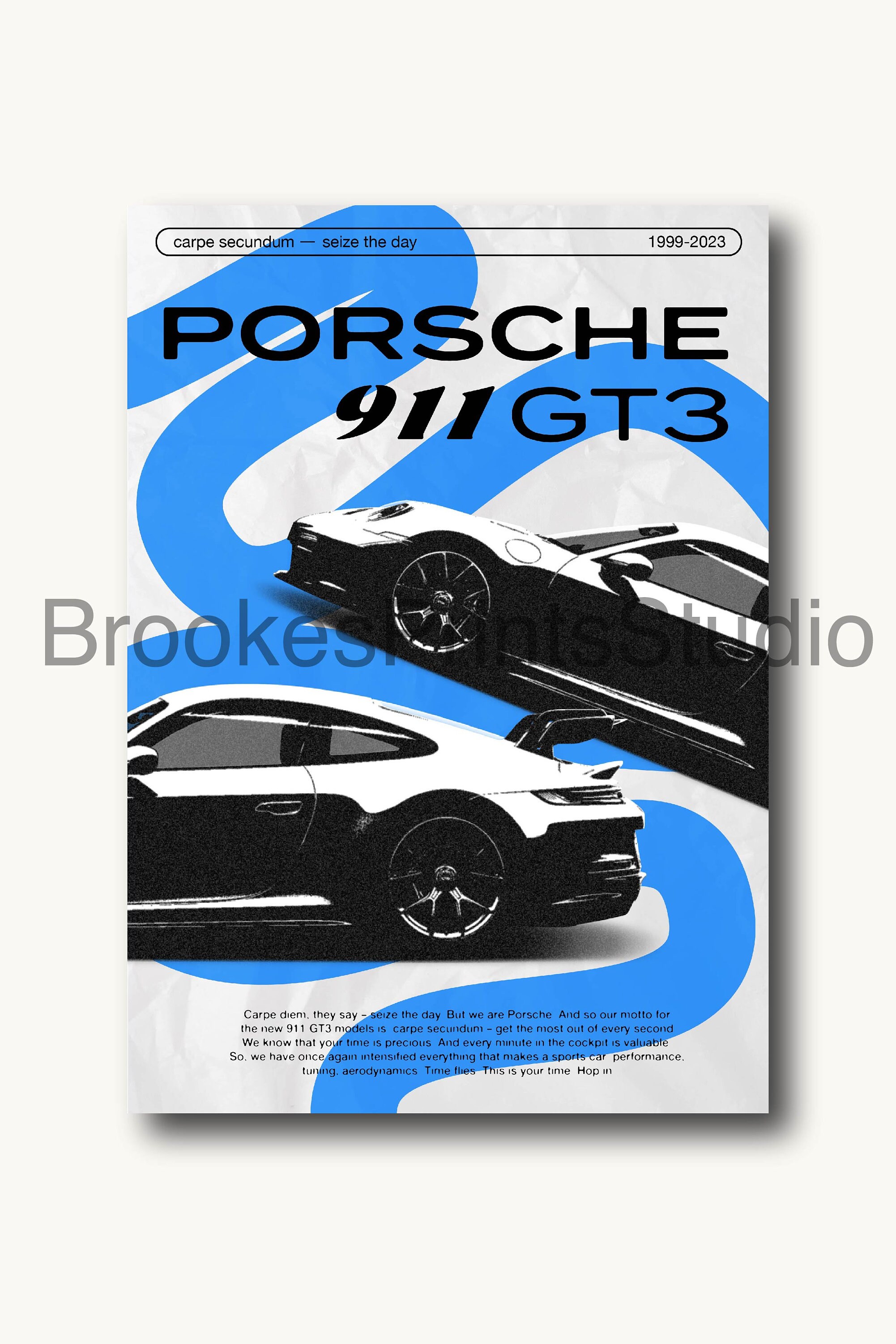 Blue Porsche Graphic Design Car Poster - Etsy