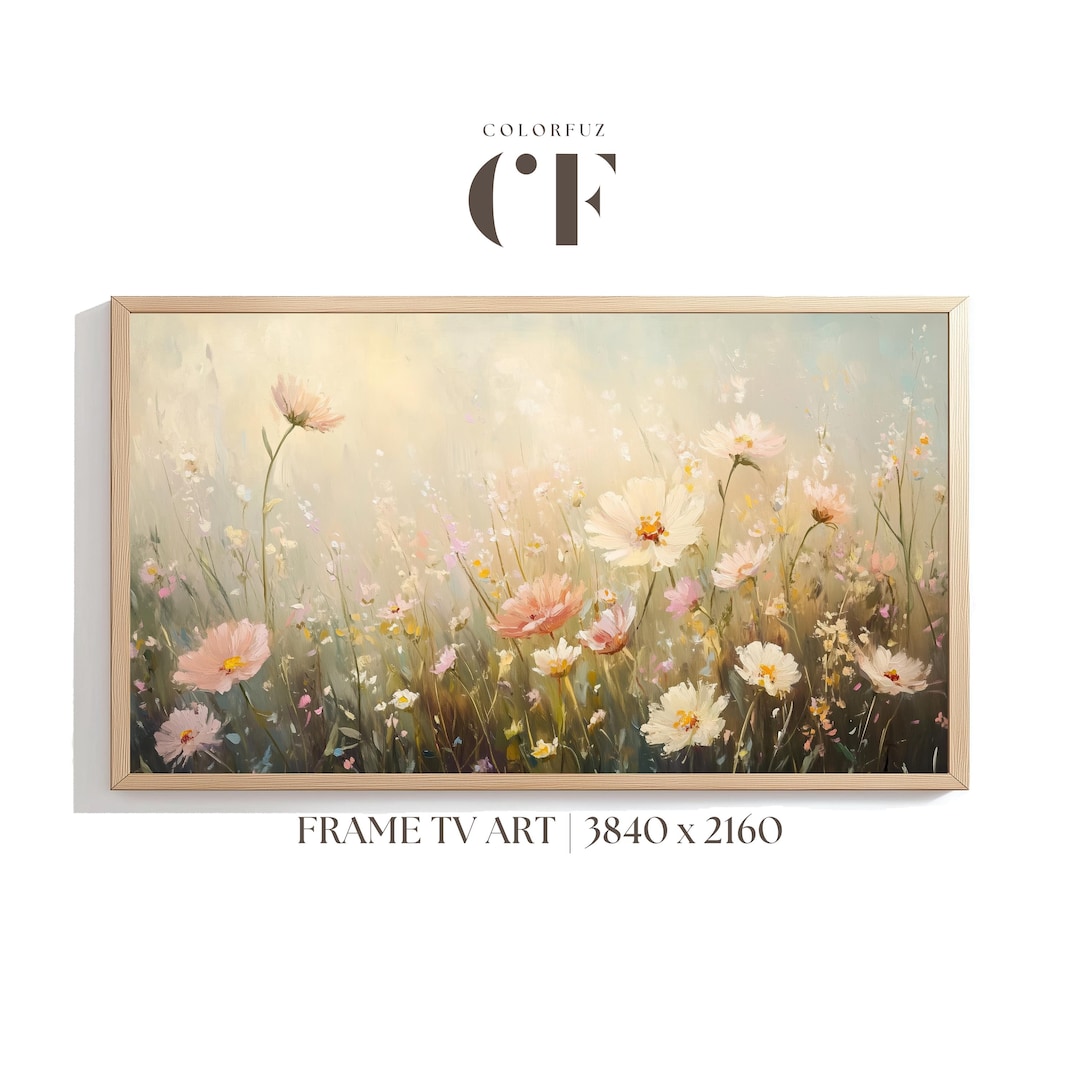 Vintage Wildflower Frame Tv Art 4k Screensaver Cottage Floral Wall