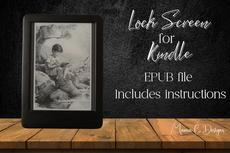 Kindle Lock Screen: Little Boy Reading on Rocks - Etsy